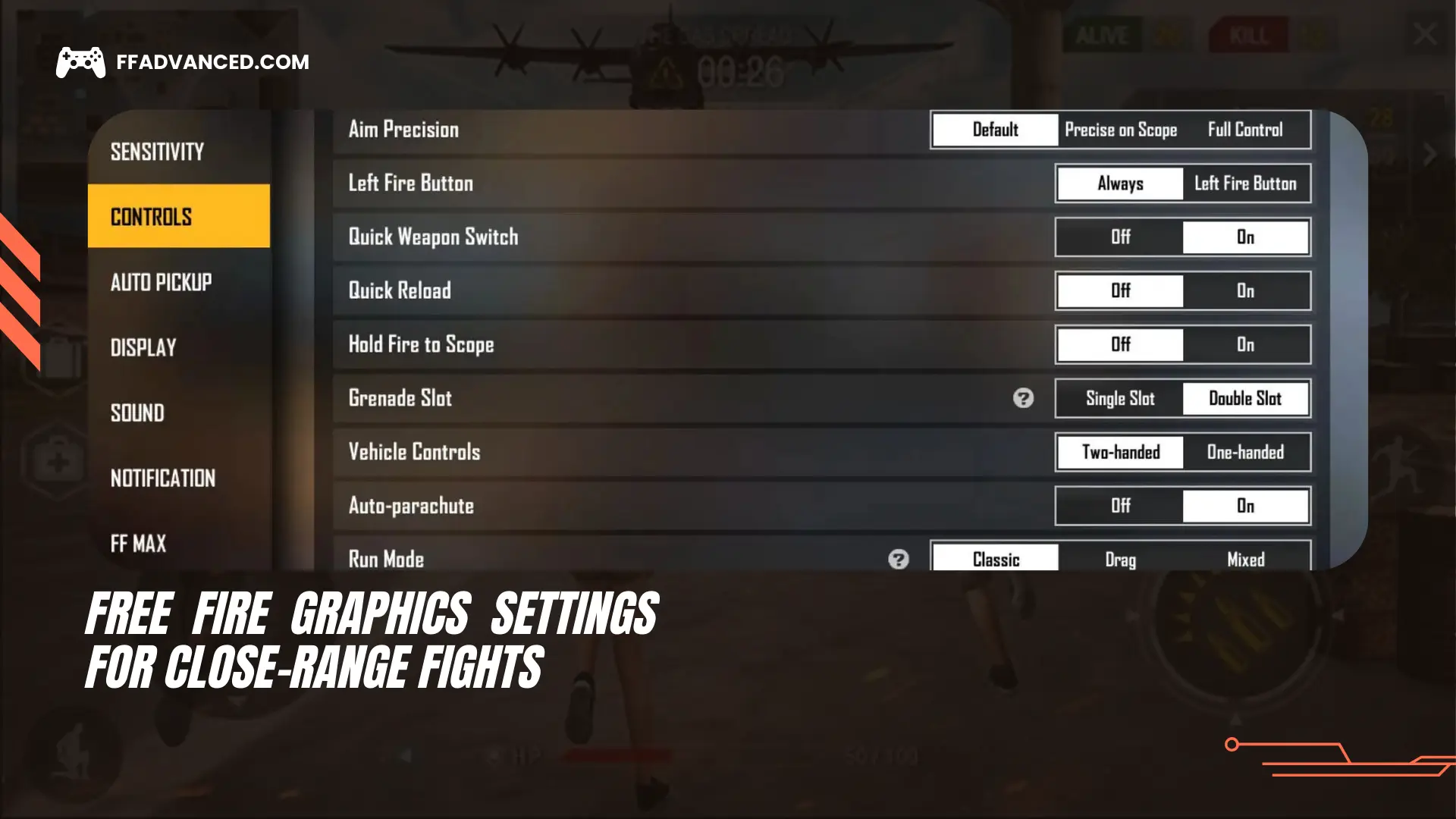 Free Fire Graphics Settings for Close-Range Fights - FF Advanced